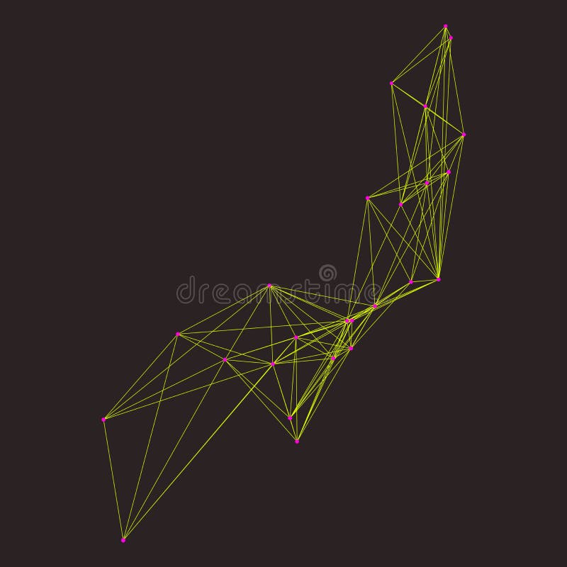 Abstract Light Yellow Fantasy Node Dark Polygonal Space with Dots and ...
