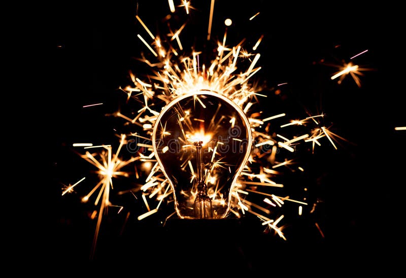 Abstract Lightbulb with Sparks Stock Image - Image of bulb, bright ...