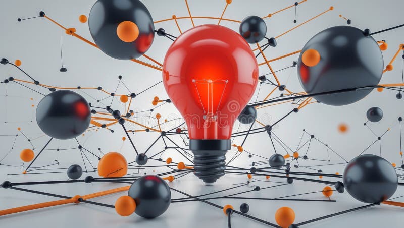 Abstract Lightbulb with Network Connections Concept Stock Illustration ...