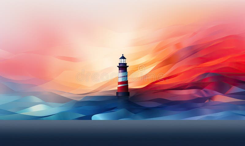 Abstract Lighthouse in a Colorful Sea of Colors. Stock Illustration ...