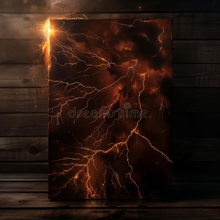 Abstract Lightning Artwork on a Wood Background. Stock Illustration ...