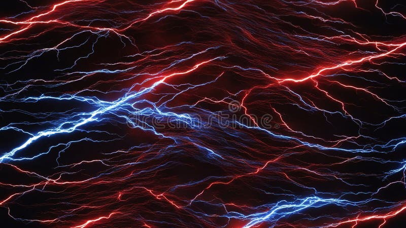 Abstract Lightning Background a Red and Blue Clash of Lightnings on a ...
