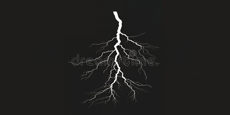 Abstract Lightning Bolt Design White Branch on Black Background Graphic ...