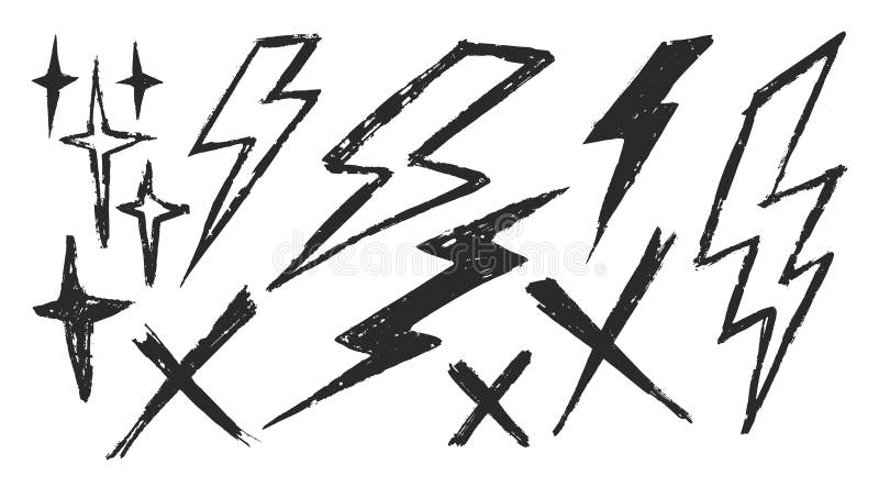 Abstract Lightning Bolt Designs in Various Styles Stock Illustration ...