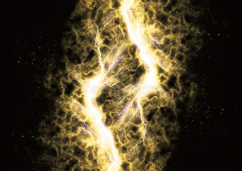 Yellow Lightning Abstract Fractal Effect Light Background Stock Photos ...