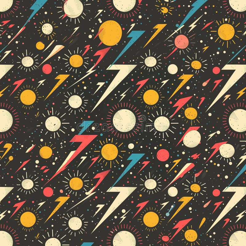 Abstract Lightning Bolt Pattern Background Thunderstorm Weather Retro ...
