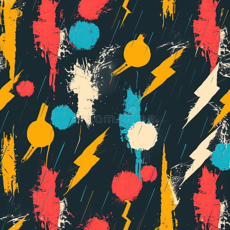 Abstract Lightning Bolt Pattern Background Thunderstorm Weather Retro ...
