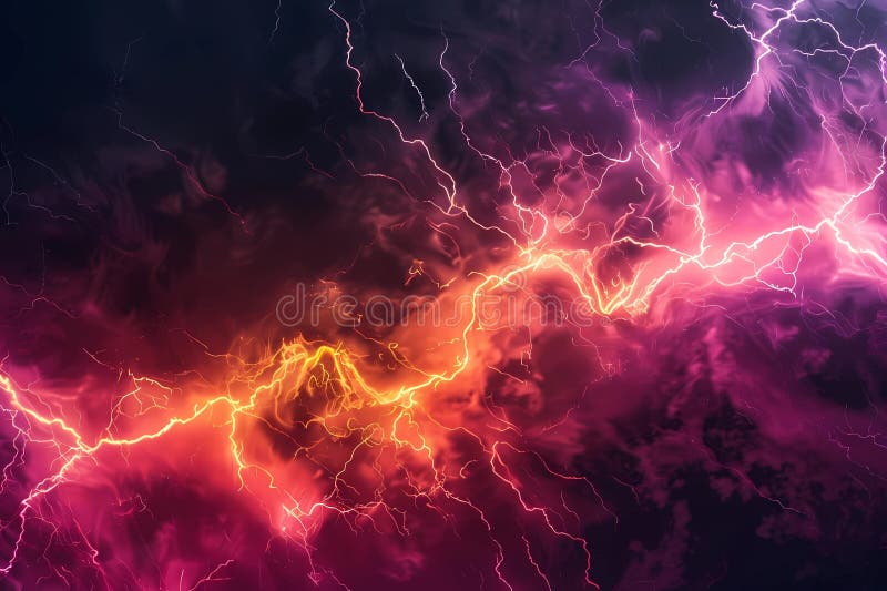 Abstract Lightning on a Dark Background, Generative AI Illustrations ...