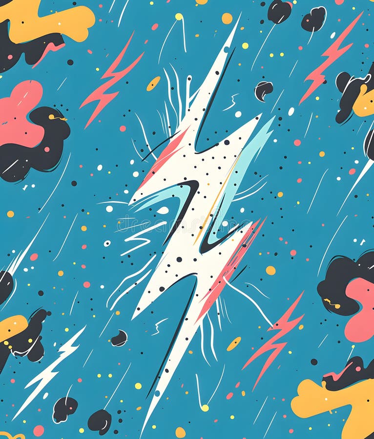 Abstract Lightning Pattern with Bold Colors on Blue Stock Photo - Image ...
