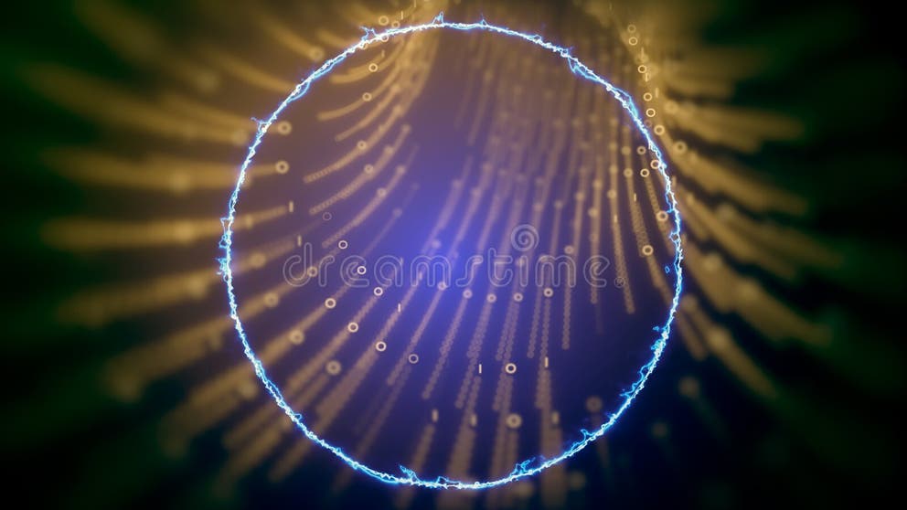 Abstract Lightning Ring Journey through Futuristic HUD Tunnel of ...
