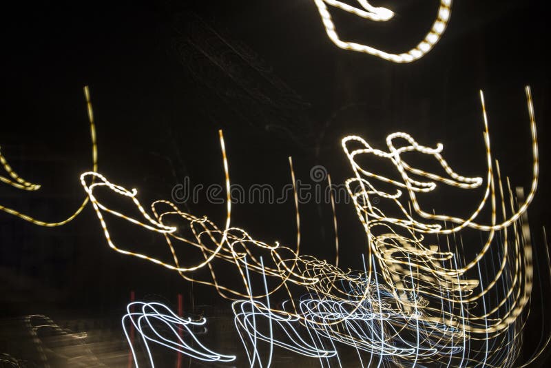 Abstract Lights Background. the Lights of Lanterns on the Road Stock ...