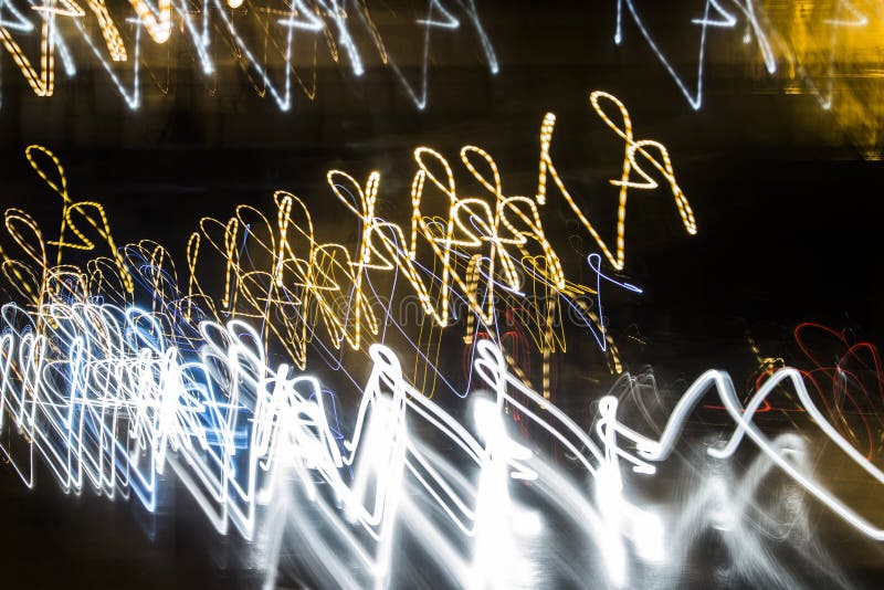 Abstract Lights Background. the Lights of Lanterns on the Road Stock ...