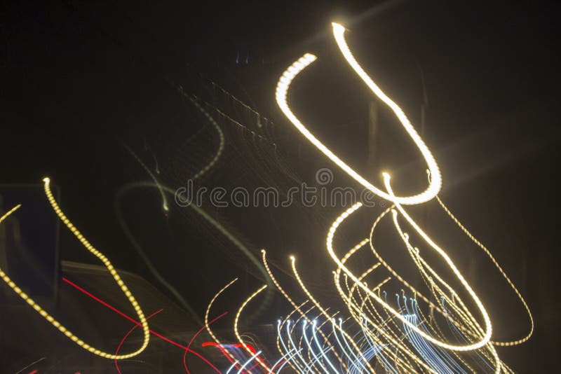 Abstract Lights Background. the Lights of Lanterns on the Road Stock ...