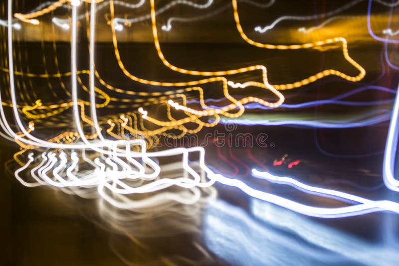 Abstract Lights Background. the Lights of Lanterns on the Road Stock ...
