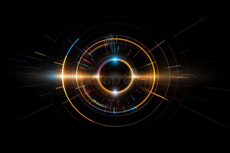 Abstract Lights Circle Background. Neon Lights, Laser Rays, Glowing ...