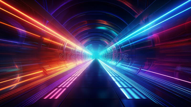 Abstract Lights Circle Background. Neon Lights, Laser Rays, Glowing ...