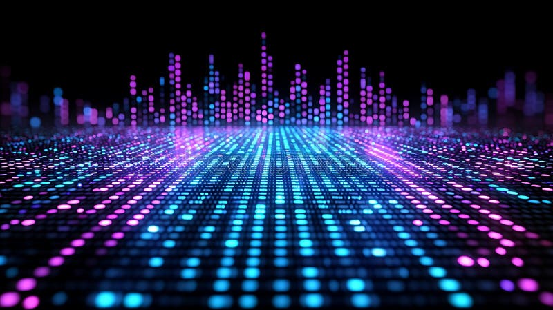 Abstract Lights Glowing Array on Dark Background Stock Image - Image of ...