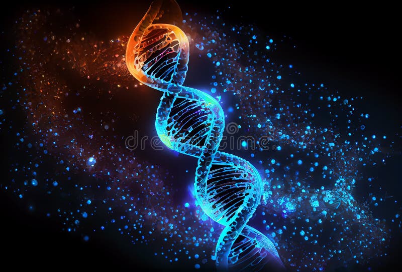 Abstract Lights Vivid Thin DNA Double Helix. Illustration Generative AI ...