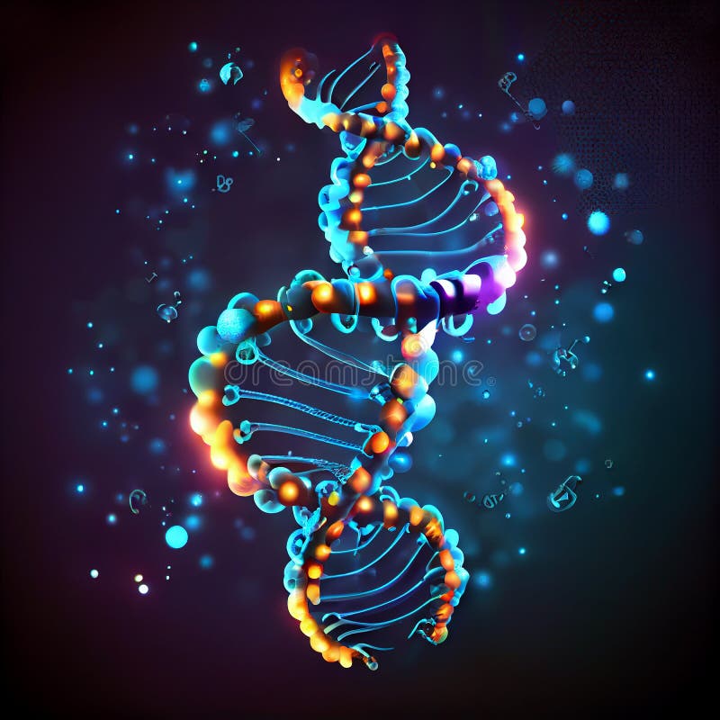 Abstract Lights Vivid Thin DNA Double Helix. Illustration Generative AI ...