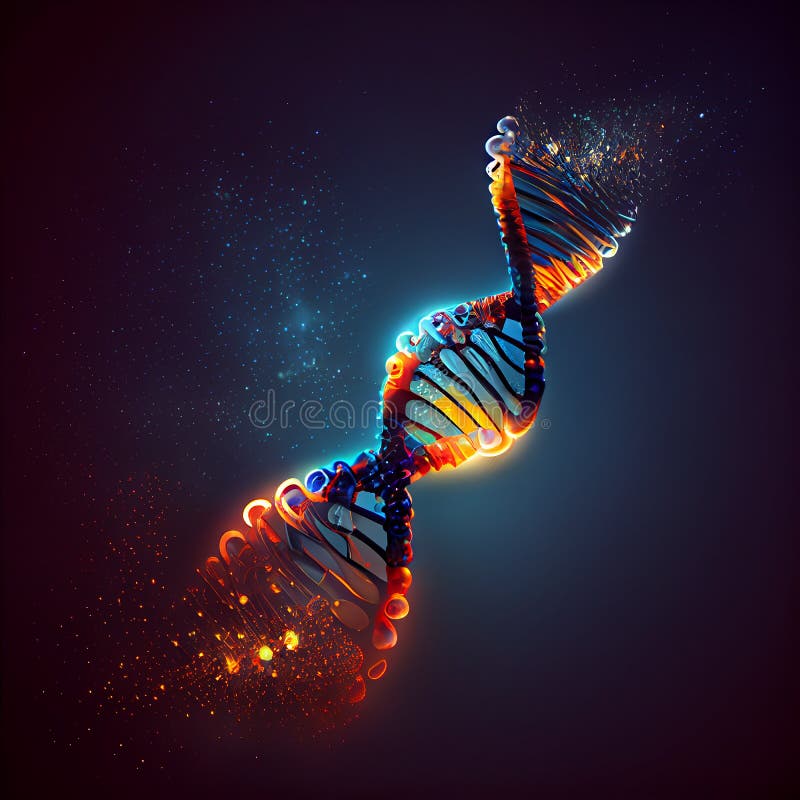 Abstract Lights Vivid Thin DNA Double Helix. Illustration Generative AI ...