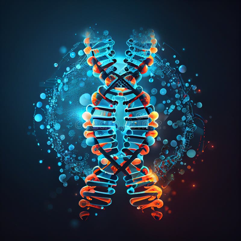 Abstract Lights Vivid Thin DNA Double Helix. Illustration Generative AI ...