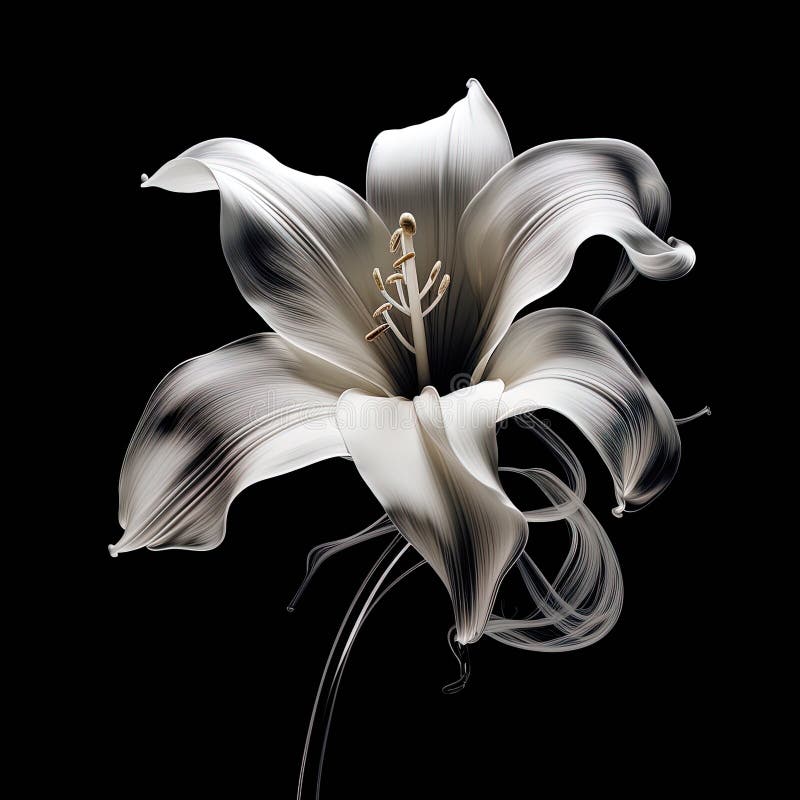 Abstract Lily, Black and White Illustration. Generative AI Stock ...