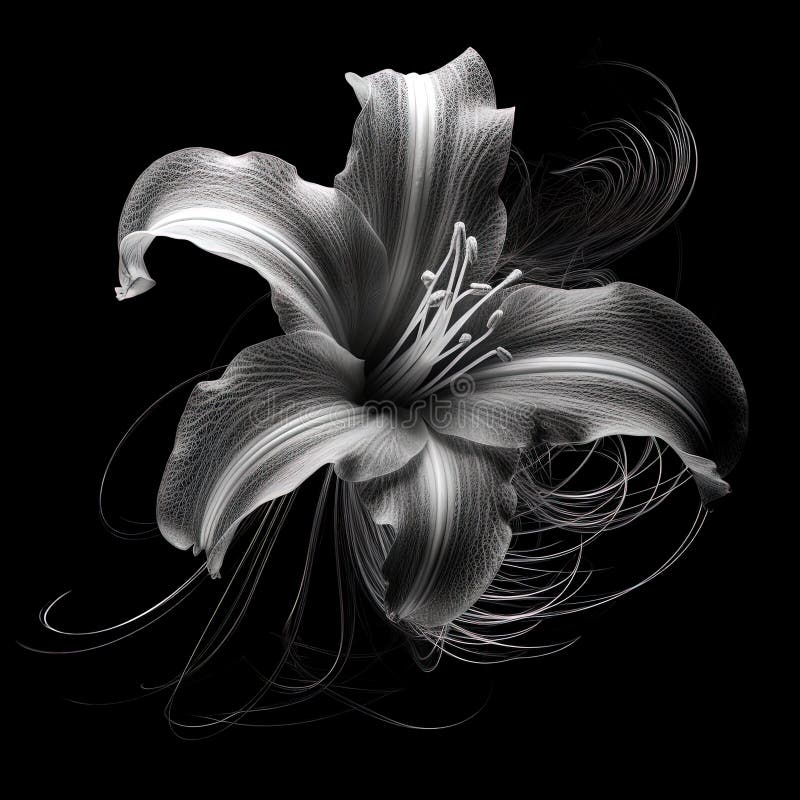 Abstract Lily, Black and White Illustration. Generative AI Stock ...