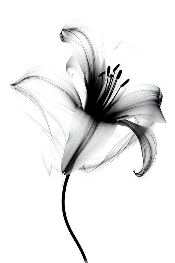Abstract Lily, Black and White Illustration. Generative AI Stock ...
