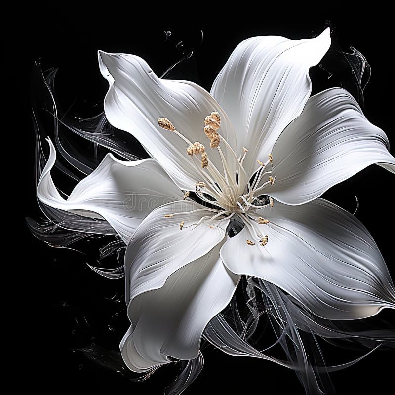 Abstract Lily, Black and White Illustration. Generative AI Stock ...