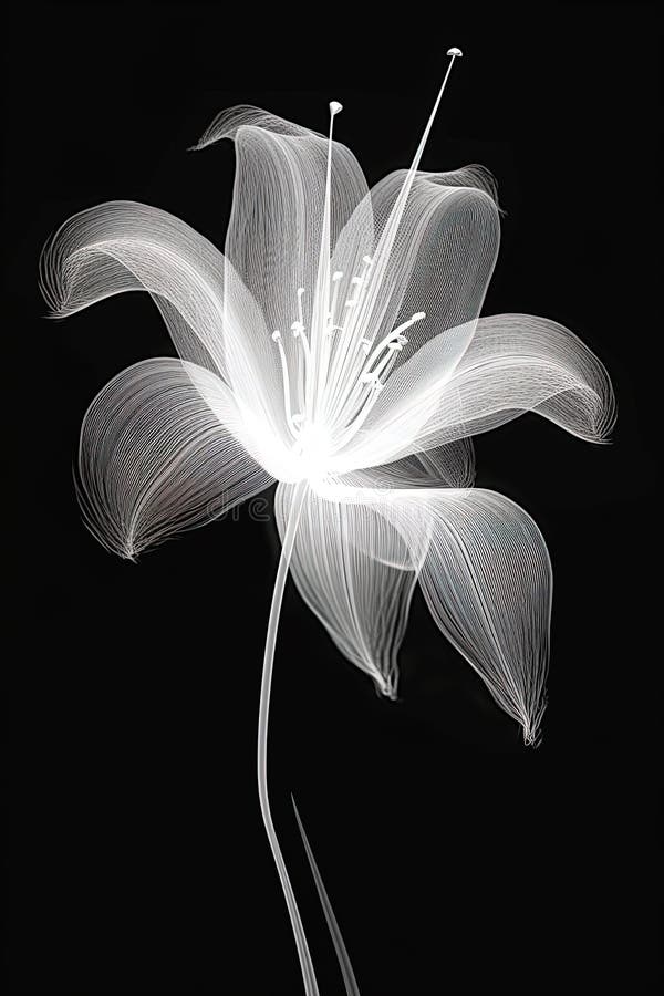 Abstract Lily, Black and White Illustration. Generative AI Stock ...
