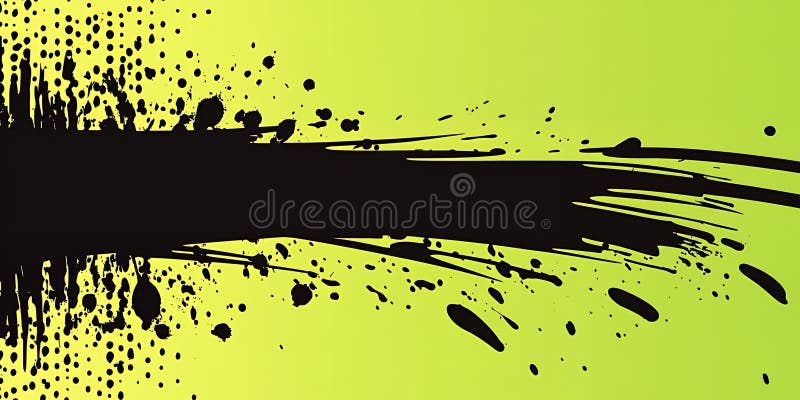 Abstract Lime Green and Black Ink Splatter Background Design Grunge ...