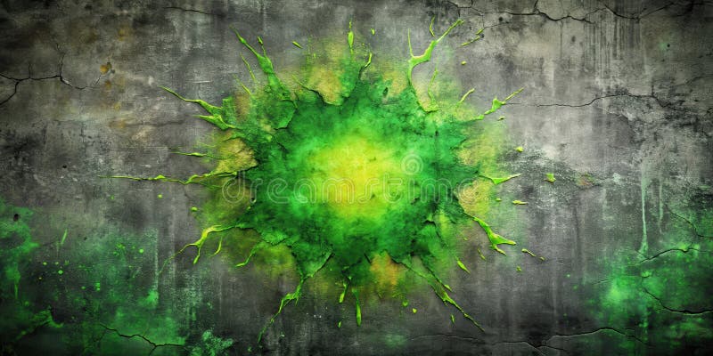 Abstract Lime Green Paint Explosion on Cracked Surface. Generative AI ...