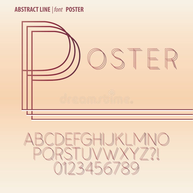 Abstract Line Alphabet and Digit Vector Stock Vector - Illustration of ...