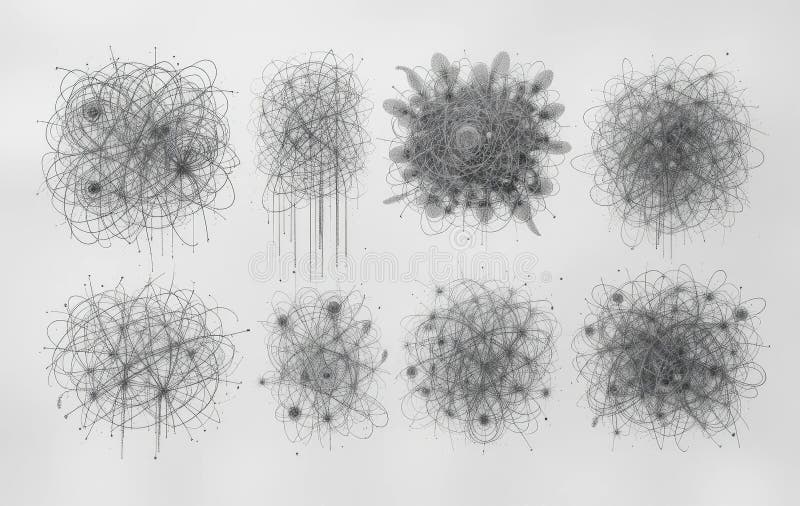Abstract Line Art Cluster Designs on White Background for Creative ...