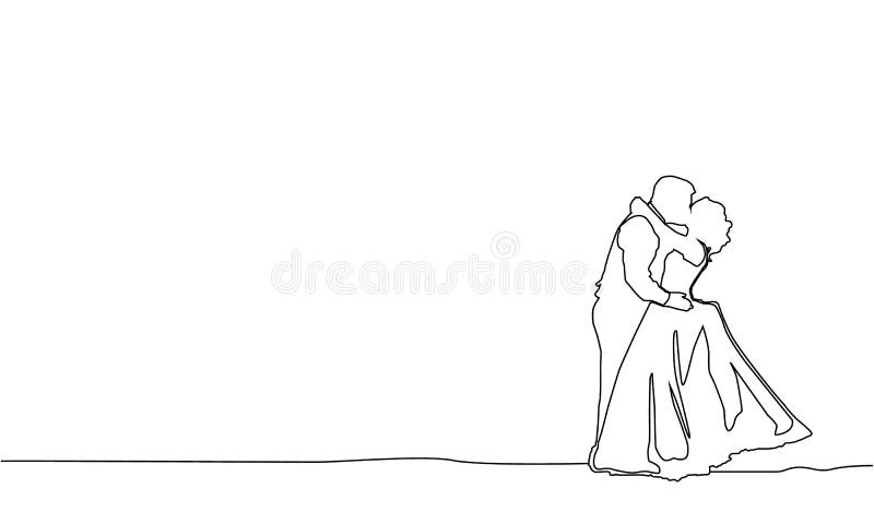 Abstract Line Art Couple Wedding Silhouette Vector Design Illustration ...