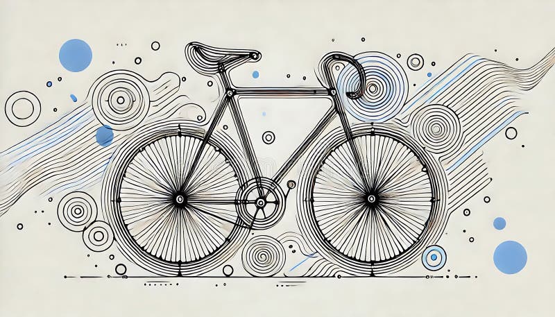 Abstract Line-art Depiction of a Bicycle with Simple and Clean Lines ...