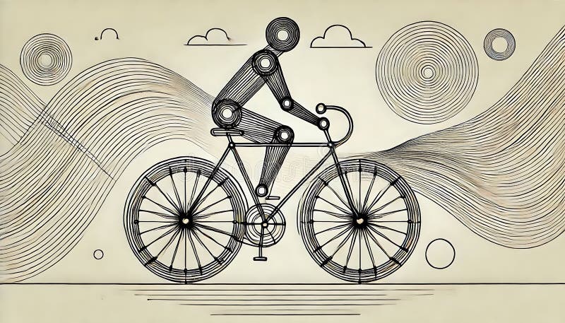 Abstract Line-art Depiction of a Bicycle with Simple and Clean Lines ...