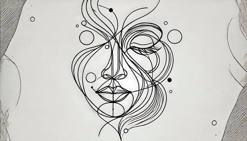 Abstract Line-art Face with Overlapping Geometric Shapes and Elegant ...