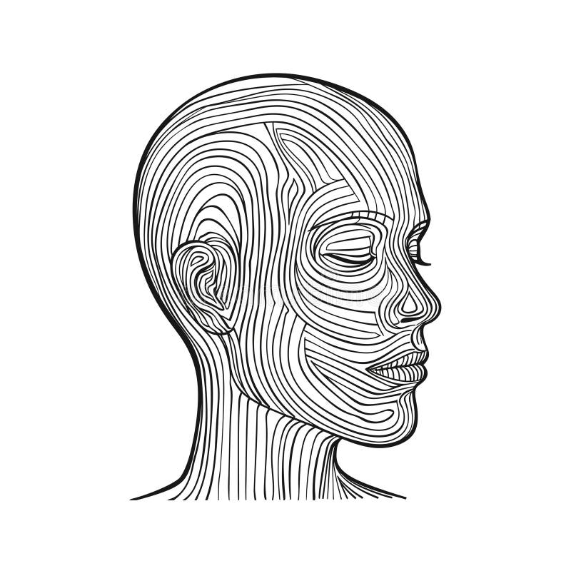 Abstract Line Art Head in Profile View. Vector Illustration Design ...