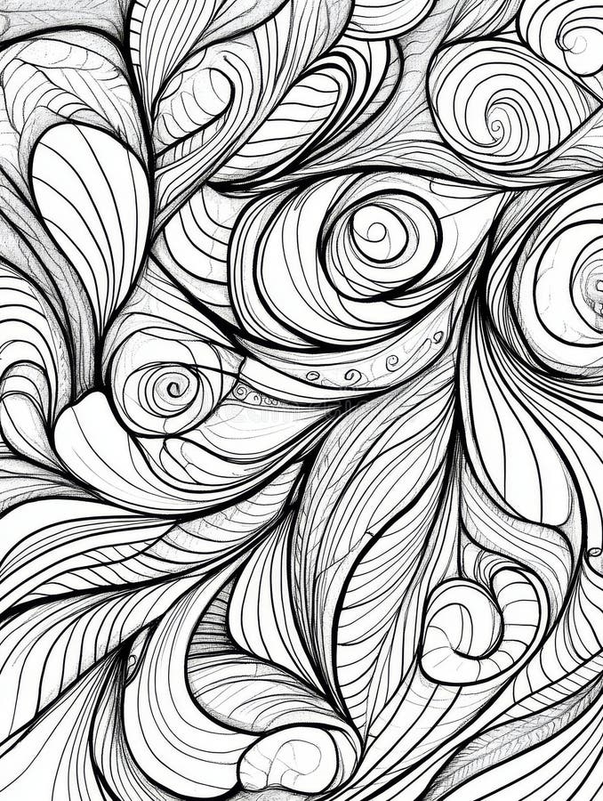 An Abstract Line Art Illustration in Black and White Stock Photo ...