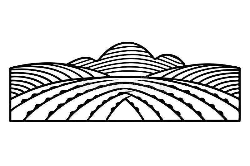 Abstract Line Art Landscape with Fields and Hills Pattern, AI ...