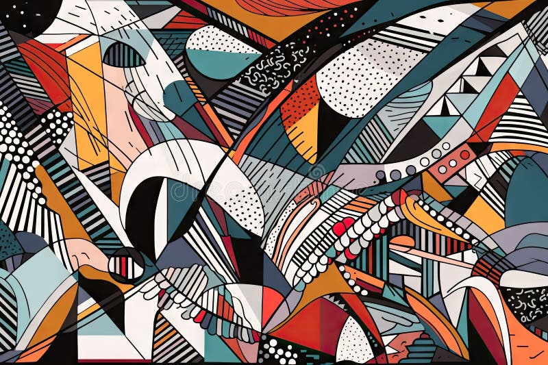 Abstract Line Art Pattern, Geometric Shapes and Lines in Different ...
