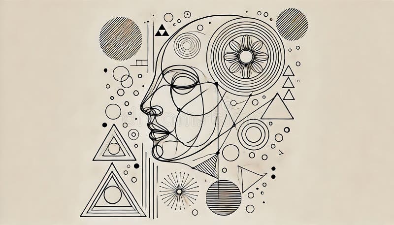 Abstract Line-art Portrait of a Face Made from a Single Continuous Line ...