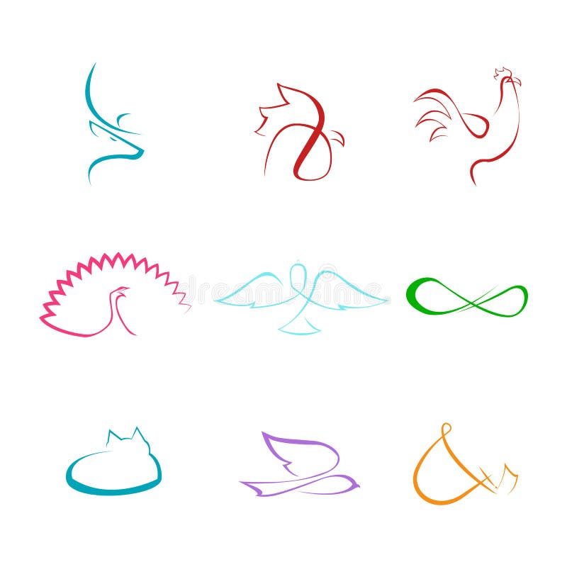 Abstract Line Art Symbol Illustration Graphic Set Stock Vector ...