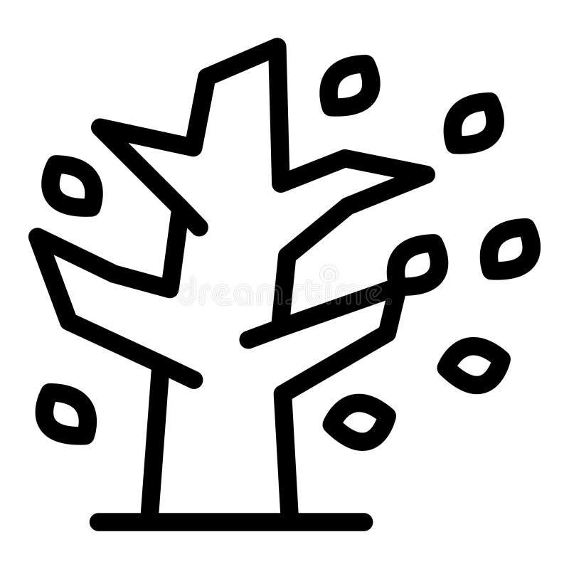 Abstract Line Art Tree with Falling Leaves Stock Vector - Illustration ...