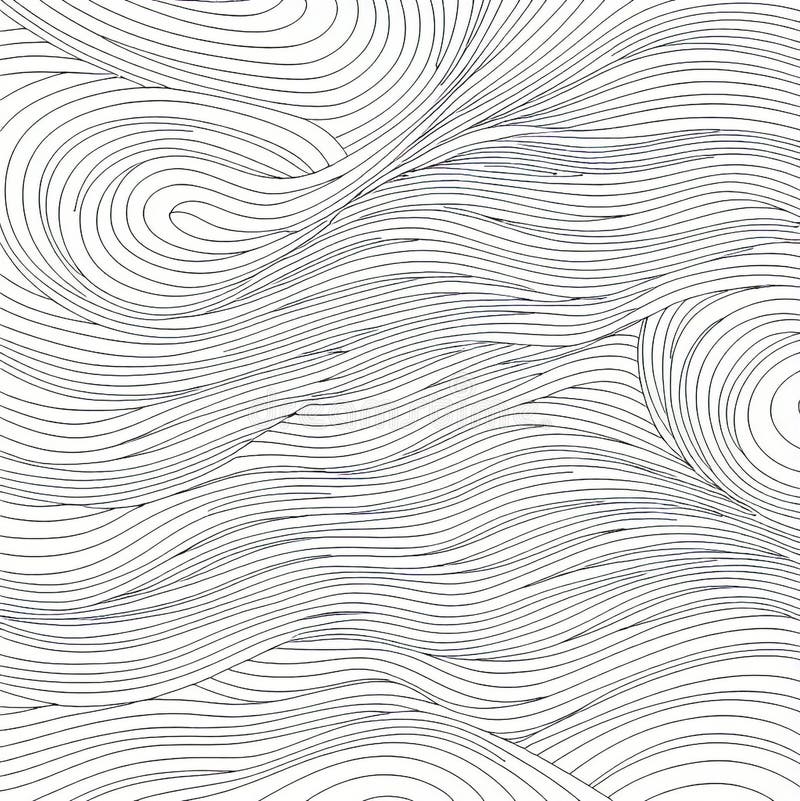Abstract Line Art: Wavy Lines and Circular Patterns Stock Illustration ...