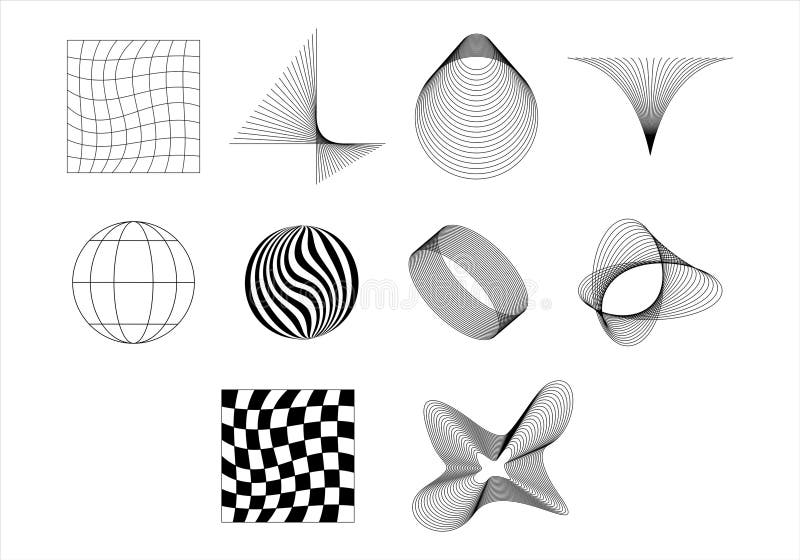 Abstract Line Art Wireframe Element Wavy Stock Vector - Illustration of ...