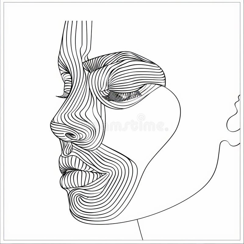 Abstract Line Art of a Woman S Profile, Minimalistic and Modern Design ...