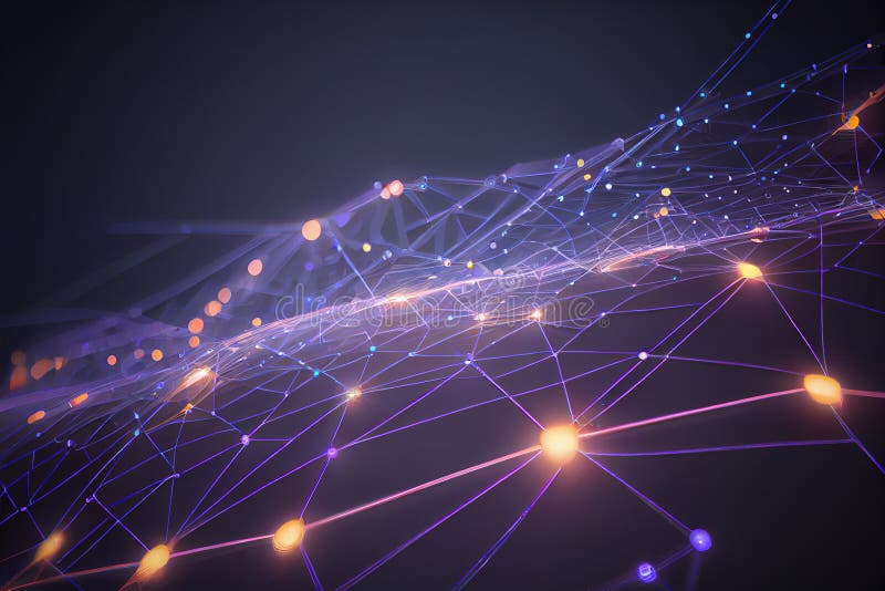 Abstract Line Background Connected Dots. 3d Illustration Stock ...