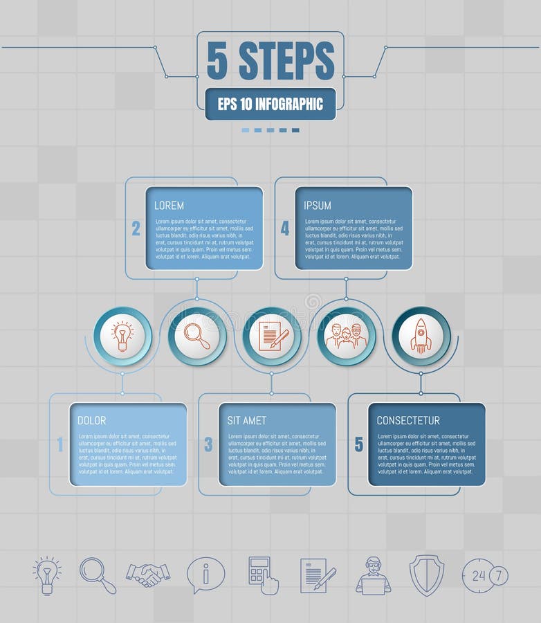 Five Options or Steps Infographic on Dotted World Map Abstract ...